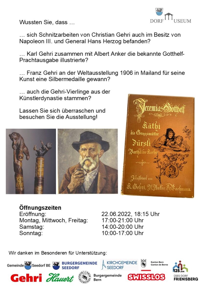 Die Künstler-Dynastie Gehri vom Dägelstein – Dorfmuseum Seedorf